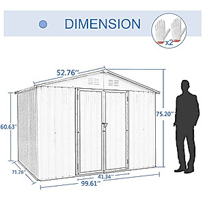 Storage shed, 8×6ft Outdoor Storage shed, Used for Backyard Storage Sheds & Outdoor Storage Clearance, can be Used as Bicycle shed, Garden shed, Tool shed, Metal shed That can be Used for Life, Grey
