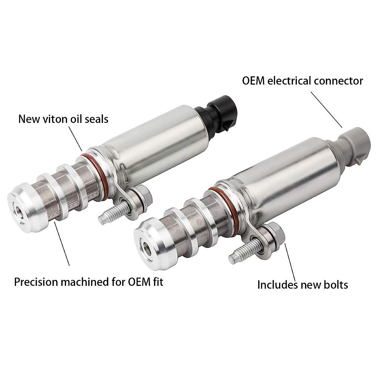 Pair Intake & Exhaust Camshaft Position Actuator Solenoid Valve Kit for Chevy Captiva Cobalt Equinox HHR Impala Malibu GMC Terrain Pontiac G5 Saturn Vue Buick Regal 2.0 2.2 2.4L 12655420 12655421