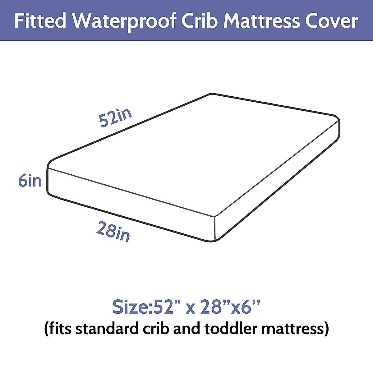 Jundetye Waterproof Crib Mattress Protector Pad, Toddler and Baby Crib Mattress Cover, Protective Sheet for Infant Boys and Girls Bedding Sets, 28''x 52''