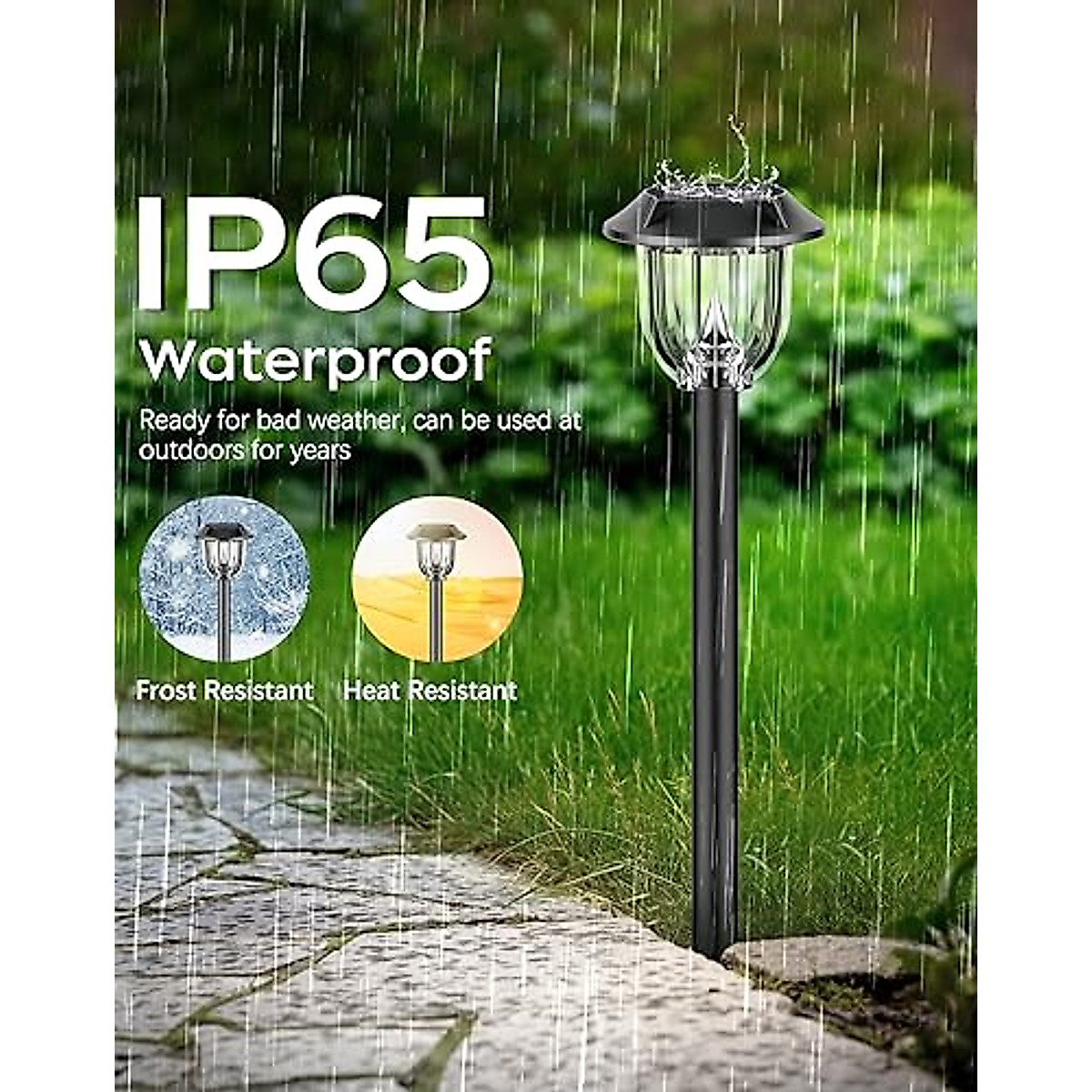 WIHTU 6 Pack Solar Lights for Outside Garden Pathway Lights Outdoor Waterproof Bright Lights for Yard Decor Solar Powered Landscape Lighting for Walkways Driveway Sidewalk Patio Lawn (Cool White)