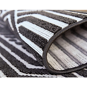 Unique Loom Sabrina Soto Outdoor Collection Modern, Vibrant, Carved Area Rug, 8 ft x 8 ft, Black/Ivory