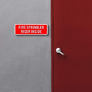 Fire Sprinkler Riser Inside Sign, 12"x 4" .04" Aluminum Reflective Sign Rust Free Aluminum-UV Protected and Weatherproof