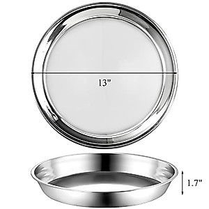 Elsjoy 4 Pack 13 Inch Stainless Steel Pizza Pan, Deep Round Baking Pan Large Pizza Baking Tray, Heavy-Duty Pizza Dish Non-Stick Baking Sheet for Oven, Dishwasher Safe