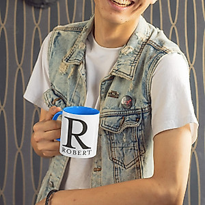 Initial Coffee Mug with Name, 11 Oz / 15 Oz Custom - 9 Colors - Personalized Mugs for Women, Ceramic Coffee Mug Tea Cup for Office and Home Use, Perfect Monogram Gift, Taza Personalizadas