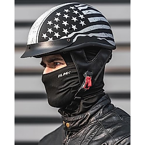 ILM Half Helmet Motorcycle Open Face Sun Visor Quick Release Buckle DOT Approved Cycling Motocross Suits Men Women 205V (L, Patriotic Flag)
