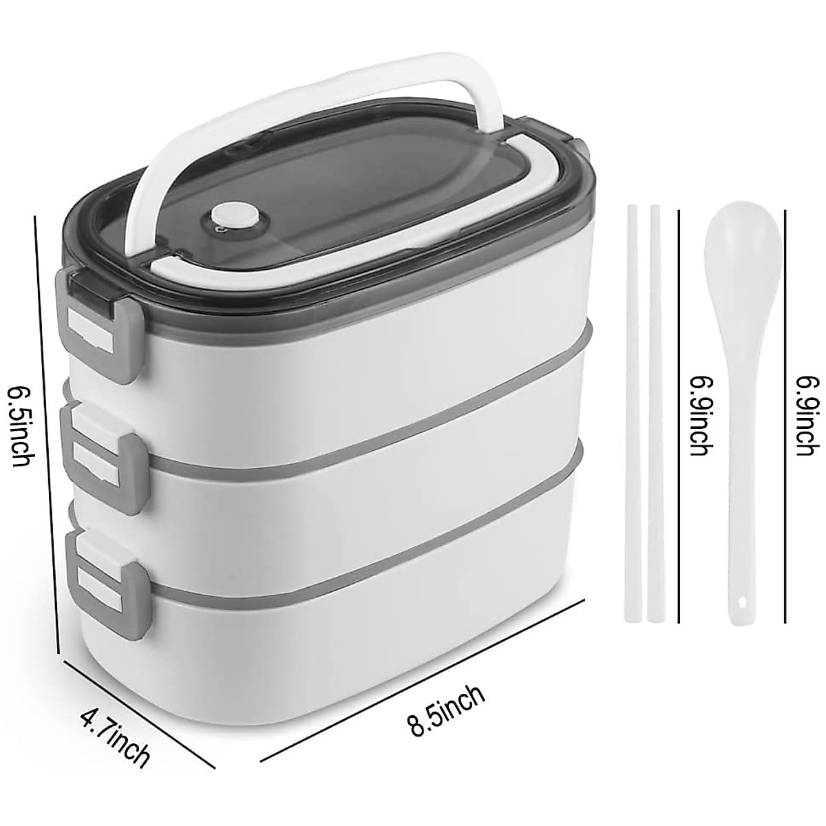 NatraProw Large Bento Lunch Box for Adult, 3 Layer Bento Lunch Box Containers with Utensils & Dividers, Bento Lunch Box Leak proof for Adults, Bento Lunch Container Microwave Safe