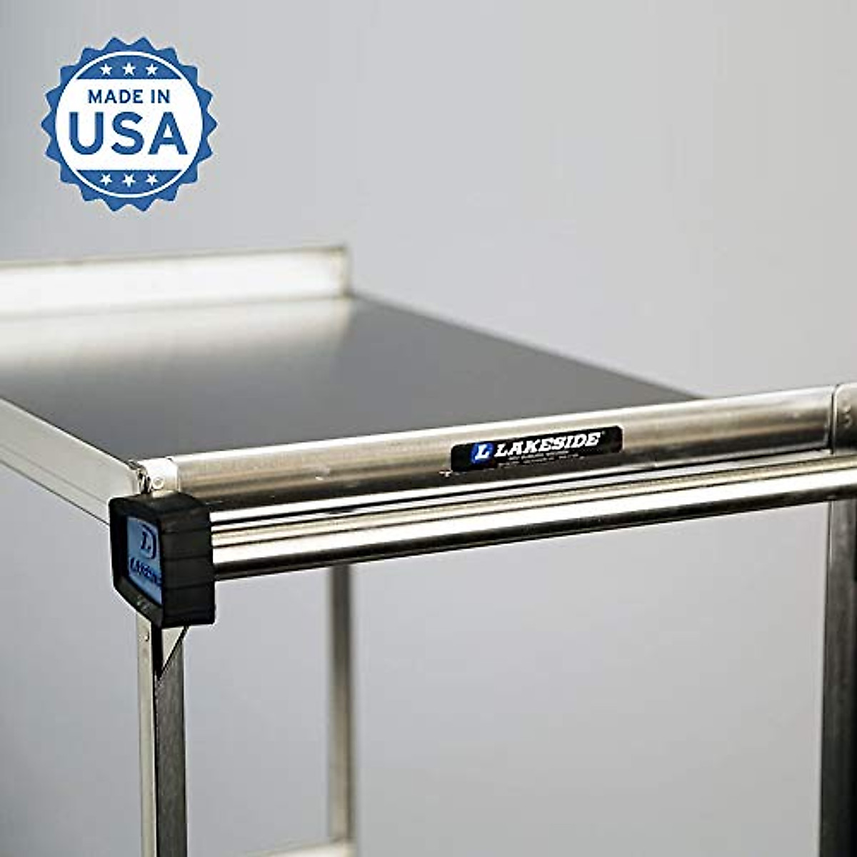 Lakeside Manufacturing 743 Utility Cart, Stainless Steel, 2 Shelves, 700 lb. Capacity (Fully Assembled), Silver