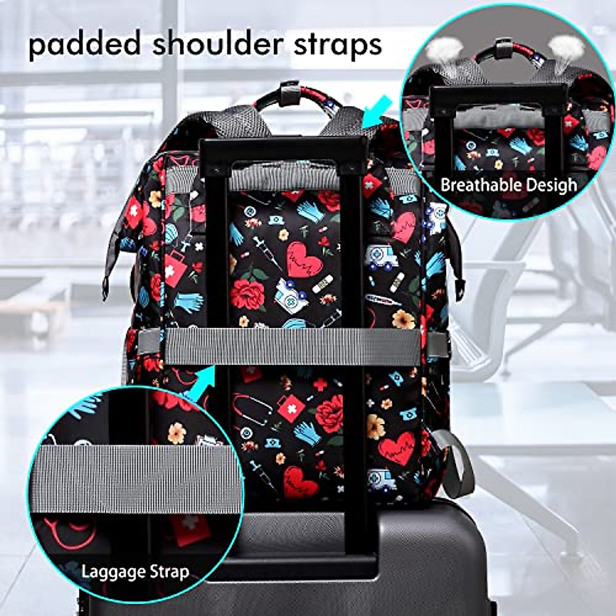 Gatycallaty Nurse Backpack Nursing Bags for Nurses Work Medical Home Health Travel Clinical Bag Nursing Essentials Supplies College Laptop Compartment Pockets Graduation Appreciation CNA