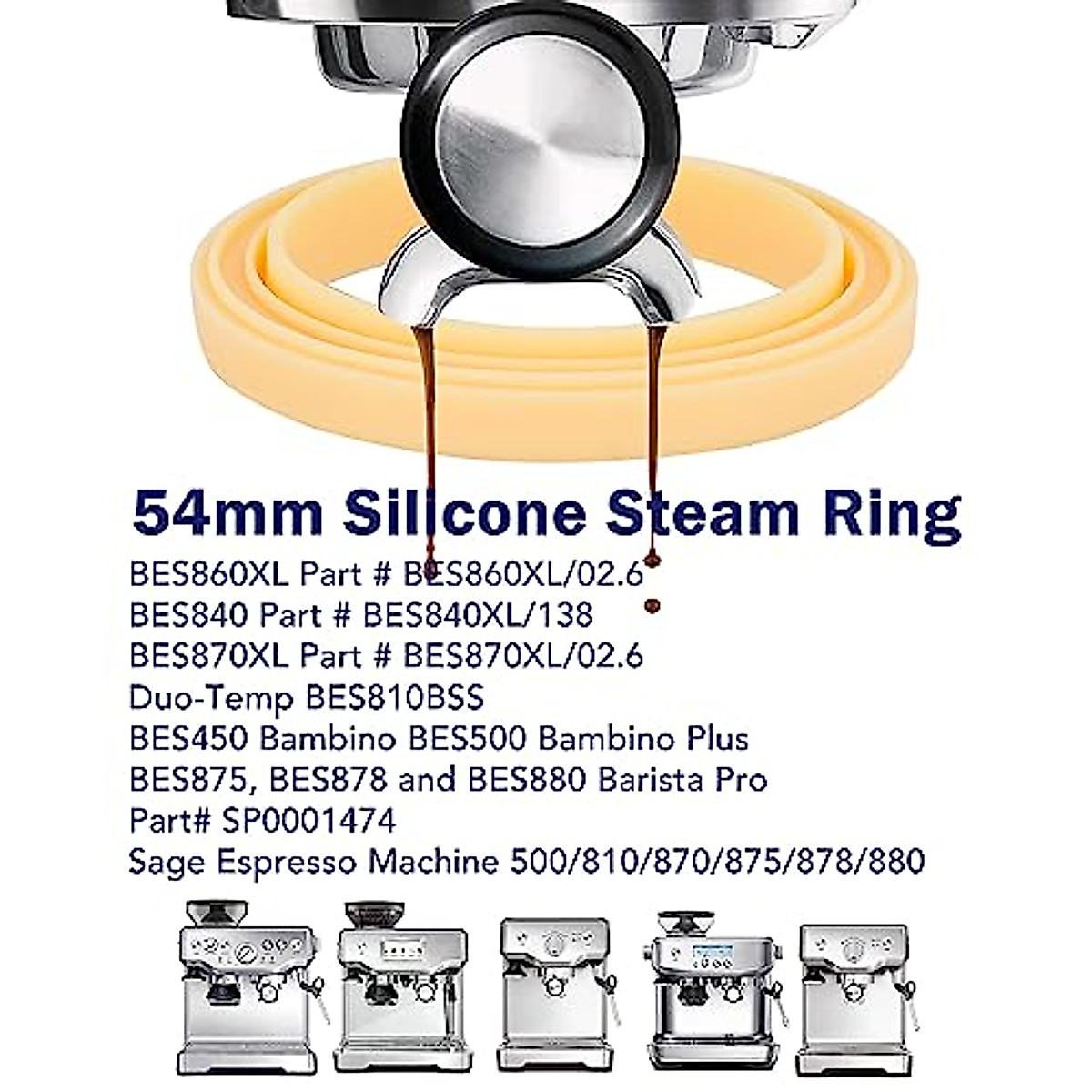 1Pcs 54mm Silicone Steam Ring, Grouphead Gasket Seal for Breville Espresso Machine, Coffee Machine Brew Group Head Seal Gasket for Breville/Sage, Replacement 878/870/860/840/810/500/450/875/880 Part