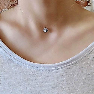 Metmejiao Fashion Crystal Necklace Invisible Line Zircon Clavicle Chain Women Accessories