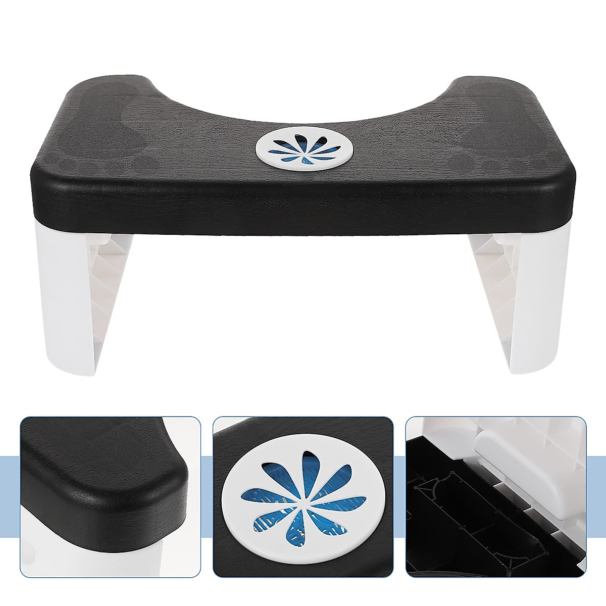 Step Stool Bathroom Footstool Foldable Toilet Stool Household Step Stool Toilet Stool Household Step Stool Potty Training Stool Foot Black