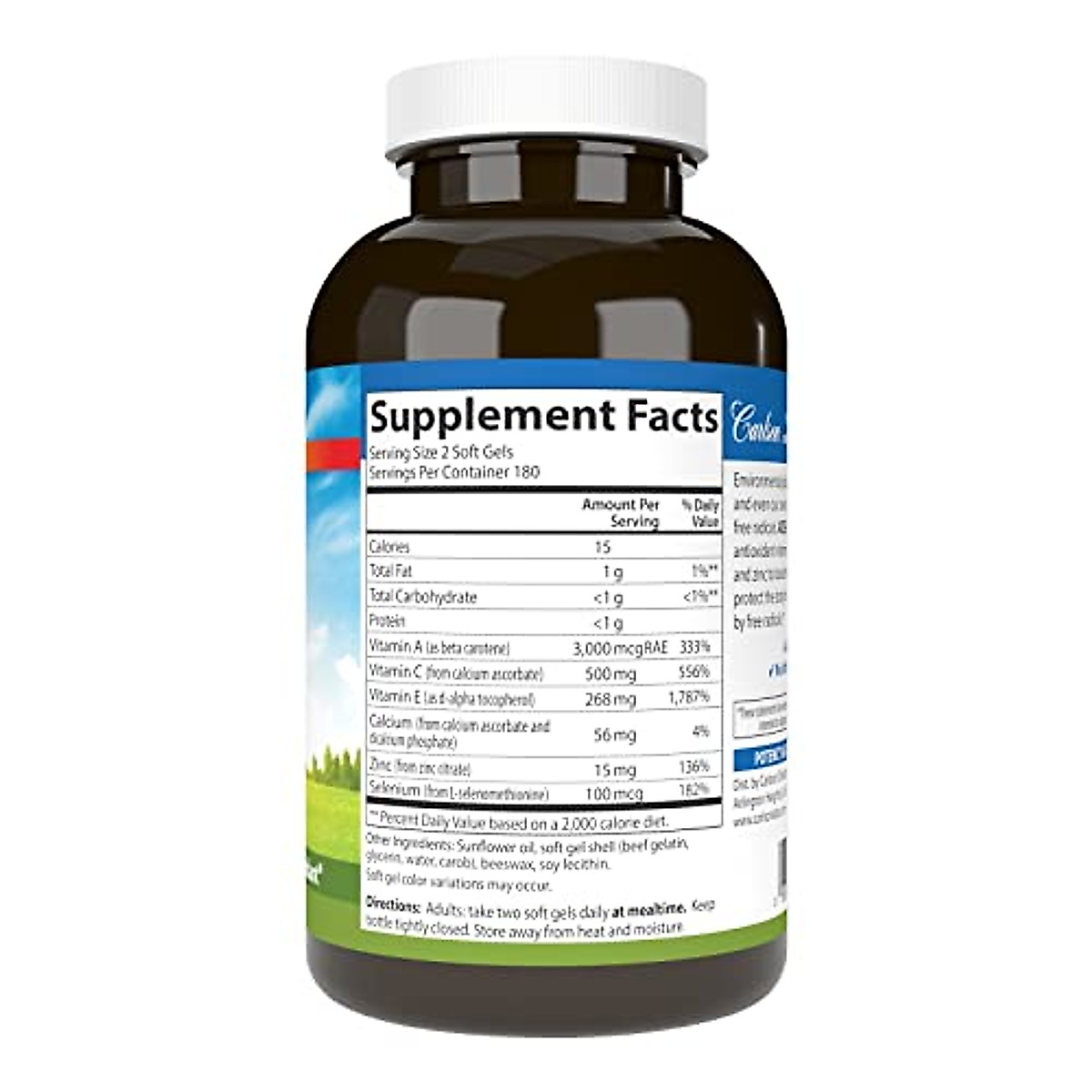 Carlson - ACES + Zn, Vitamins A, C, E + Selenium & Zinc, Thyroid Support, Multivitamin with Zinc, Cellular Health & Immune Support, Selenium Multivitamin, Antioxidant, 360 Softgels