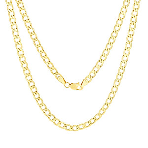 Nuragold 10k Yellow Gold 4.5mm Cuban Curb Link Chain Pendant Necklace, Mens Womens Jewelry 16" 18" 20" 22" 24" 26" 28" 30"