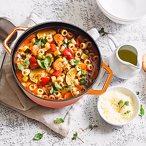 WISELADY Enameled Cast Iron Dutch Oven Bread Baking Pot with Lid (4QT, Orange)