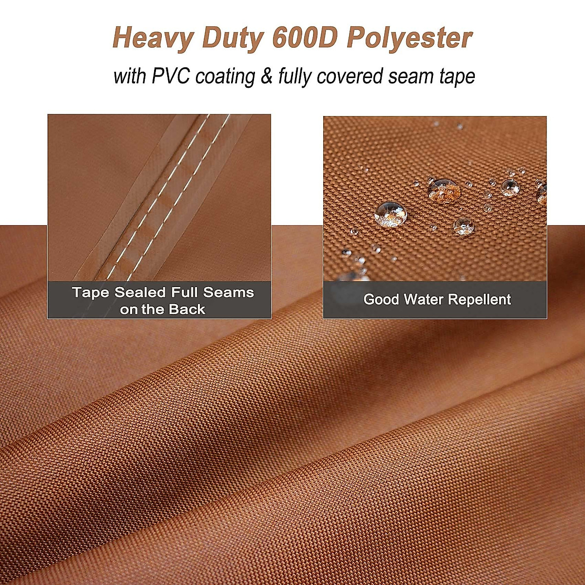 NettyPro Square Patio Table Cover 80 x 80 Inch, Waterproof 600D Heavy Duty Outdoor Furniture Covers for Dining Table and Chair Set, Brown