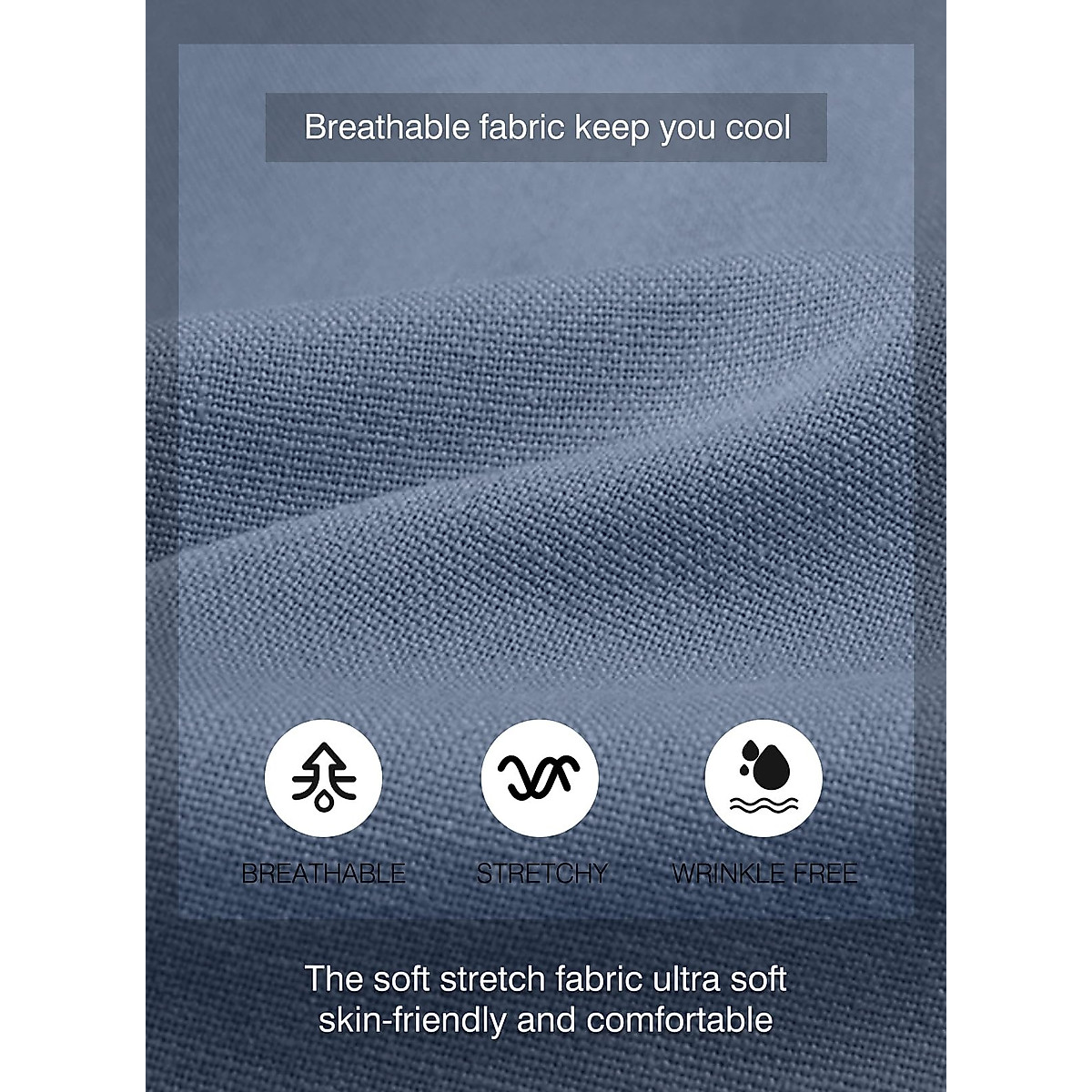 JMIERR Men Shorts Linen Cotton Casual Classic Fit Flat Front Elastic Waist Drawstring Lightweight Summer Beach Shorts for Men US 34 (Medium) Blue