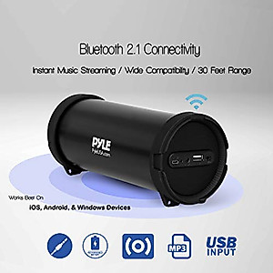 Pyle Surround Portable Boombox Wireless Home Speaker Stereo System, Built-in Rechargeable Battery, MP3/USB/FM Radio with Auto-Tuning, Aux Input Jack for External Audio. (PBMSPG6) Black