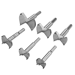 Hilitand Forstner Drill Bits Set, 6pcs 30/35/40/45/50/60mm High Strength Steel Flat Bits Drill Set Woodworking Hole Saw Wood Cutter Tool