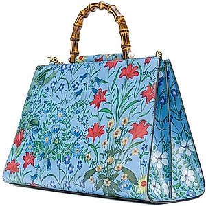 Gucci Flora Azure Shanghai Blue Large Floral Handbag Italy Bag Handbag Flower Bamboo New