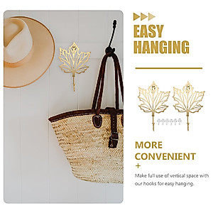 PRETYZOOM Hollow-Out Leaf Wall Hooks, Decorative Iron Hooks Wall Mounted Metal Coat Hooks for Coat Hats Towels, Single Prong Wall Mount Hangers for Closet, Bathroom