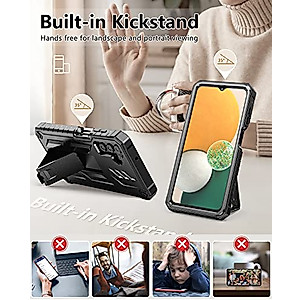 for Samsung Galaxy A13 5G Case: TPU Soft Shock Proof Protection | Matte Textured Design Shell - Heavy Duty Military Grade Rugged Cell Phone Protective Cover with Kickstand for A13 5G (Black)