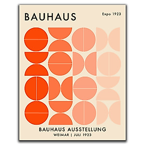 Bauhaus Mid Century Modern Wall Art - 11x14" UNFRAMED Print - Abstract, Minimal Wall Decor - Exhibition Poster Replication (Orange)