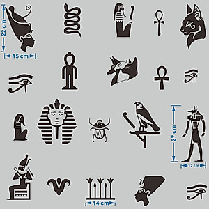 Removable Home Decoration Egypt Ancient Culture Wall Decal Pyramids God Anubis Eyes Wall Decor Stickers Art Vinyl Egyptian History Stickers for Bedroom JWH101 (Black)
