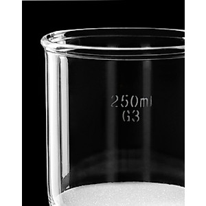 QWORK 250ml Buchner Funnel, Borosilicate Glass Buchner Filtering Funnel with 24/40 Standard Taper Inner Joint, Medium Frit (G3) Lab Glassware with Vacuum Serrated Tubulation