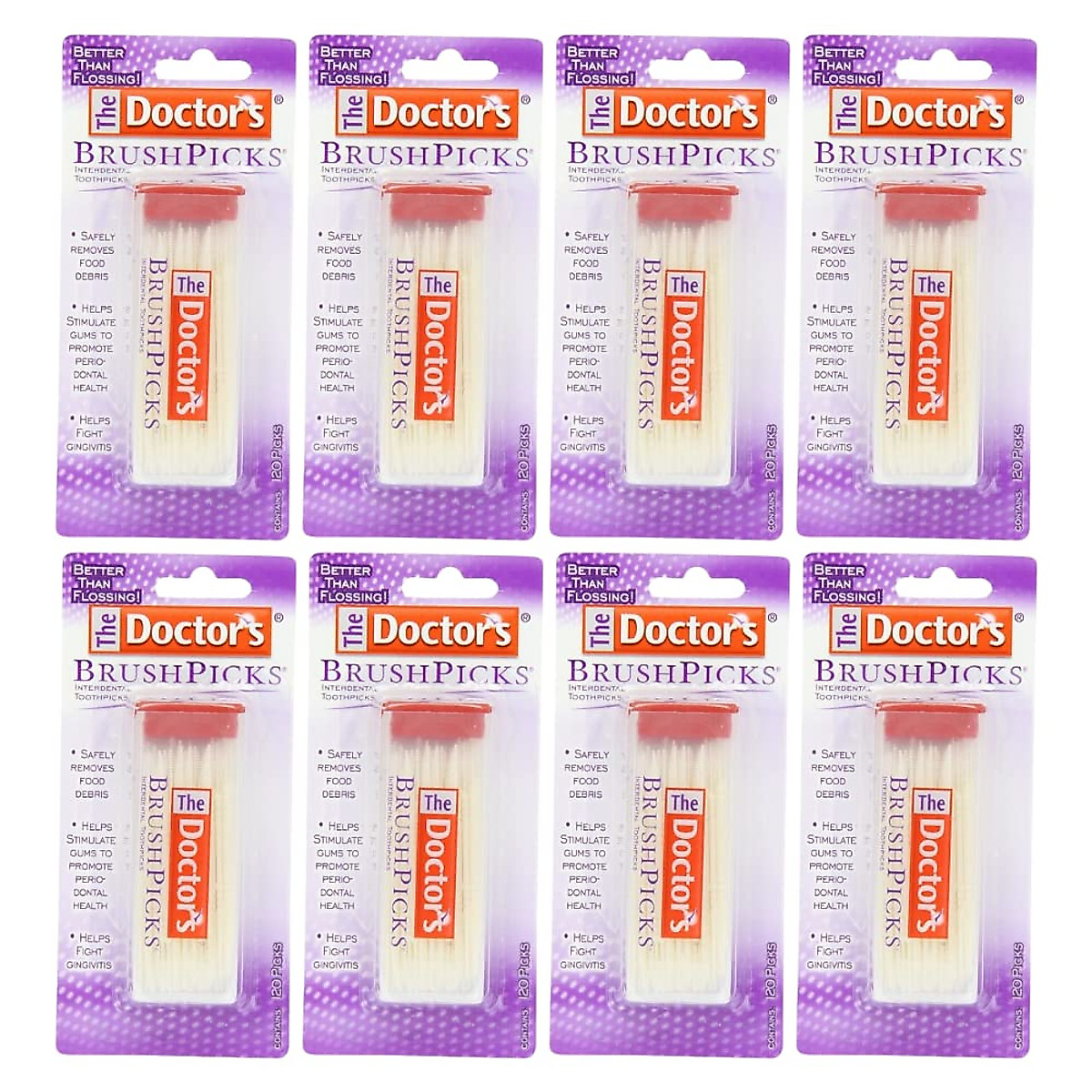 The Doctor's BrushPicks Interdental Toothpicks, 120 count. (Pack of 8)