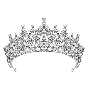 SWEETV Tiaras and Crowns for Women, Crystal Princess Crown, Wedding Tiara for Bride, Silver Rhinestone Headdress for Birthday Prom Party Homecoming, for Ages 15+