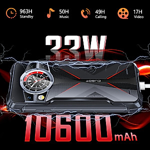 CUBOT Kingkong 9 Outdoor Rugged Phone Unlocked - 24GB RAM+256GB ROM Smartphone,100MP+32MP+24MP Night Vision Camera,10600mAh Large Battery, 6.58 Inch FHD+ Display, IP68 Waterproof Mobile Phones Black