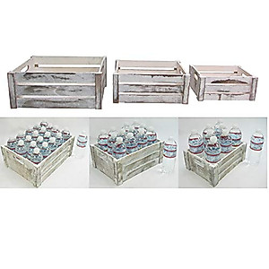Admired By Nature Rustic White Set of 3 Distressed Decorative Wood Crates Storage Container