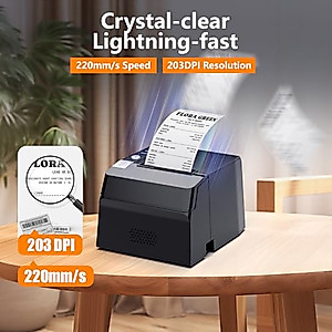 miemieyo POS Receipt Printer, 80mm Thermal Printer, ESC/POS, Restaurant Kitchen Printer Support Cash Drawer,USB Serial Ethernet Receipts Printer for Small Business