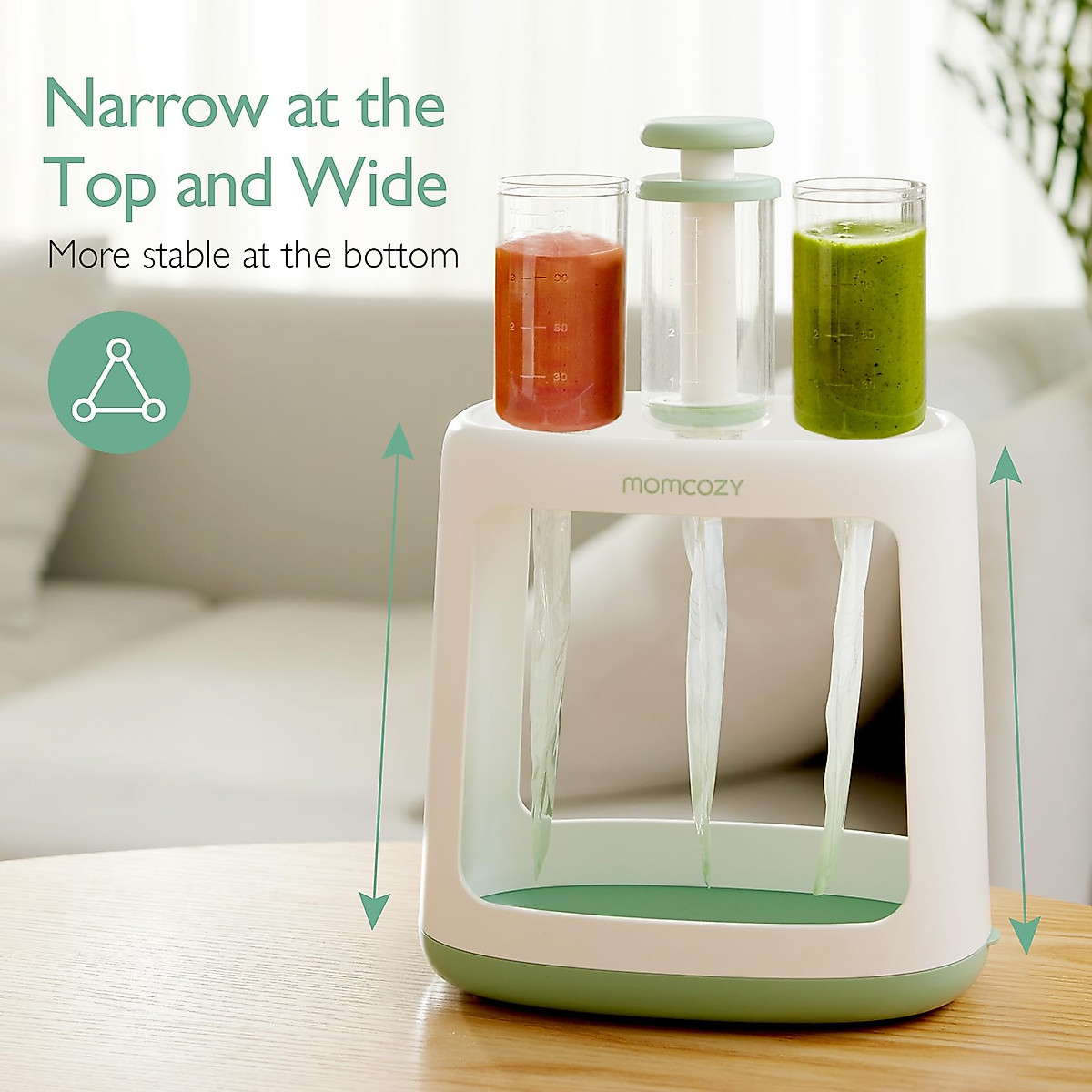 Momcozy Baby Food Maker for Puree Food Storage, Precise Capacity Squeeze Station, Save Time & Efficient, No Food Splashing, Baby Essentials, with 5pcs Reusable Portable Food Storage Bags for Outdoor