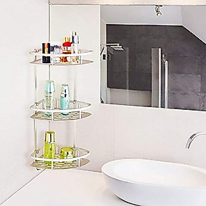 Shower Corner Shelf, Aluminum 3 Tier Wall Mount Bathroom Shower Caddy Rack 44Lbs Maximum Load Storage Baskets Organizer for Home Bathroom Toilet Dorm Kitchen, 22.04 x 9.05 x 11.81 inch