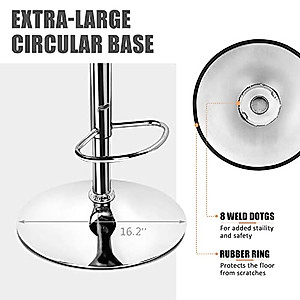 Huracan Bar Stools Set of 2 Black Bar Chairs with Arms Swivel Counter Height Stools Adjustable Bar Stool with Back Bar Chair Armrest Modern Island Chairs for Kitchen 360 Degree (Black/White, 2pcs)