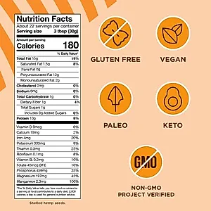 Manitoba Harvest Hemp Seeds, 24 oz; 10g Plant Based Protein and 12g Omega 3 & 6 per Serving, Perfect for smoothies, yogurt & salad, Non-GMO, Vegan, Keto, Paleo, Gluten Free