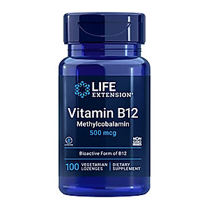 Life Extension Vitamin B12 Methylcobalamin 500mcg - Vitamin B12 Supplement For General Energy and Brain Health - Sugar Free Vegetarian Lozenges Dissolve in Your Mouth - Once Daily - 100 Count