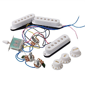 Electric Guitar Pickups Electric Guitar SSS Pickup Complete Line with Pickup 250K Potentiometer Electric Guitar Connection Line for Stratocaster Guitar Pickup Set (Color : White)