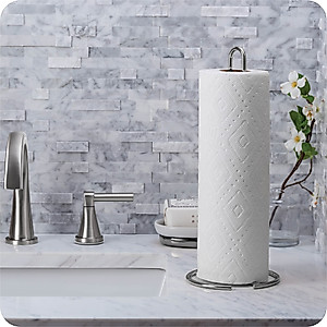 Paper Towel Holder Countertop, Fits Standard And Jumbo Rolls - Chrome Paper Towels Holder for Kitchen Countertops/Dining Tables & Bathroom Vanities. Paper Towel Holder for hand drying & quick clean up