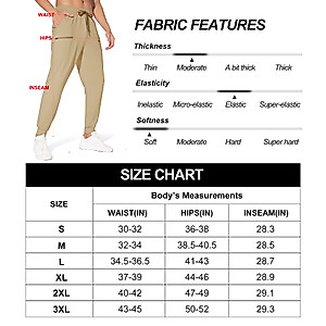 M MAROAUT Mens Joggers with Pockets Cargo Sweatpants for Men Elastic Waist Pants Track Athletic Running Gym Workout Pants Casual Khaki L