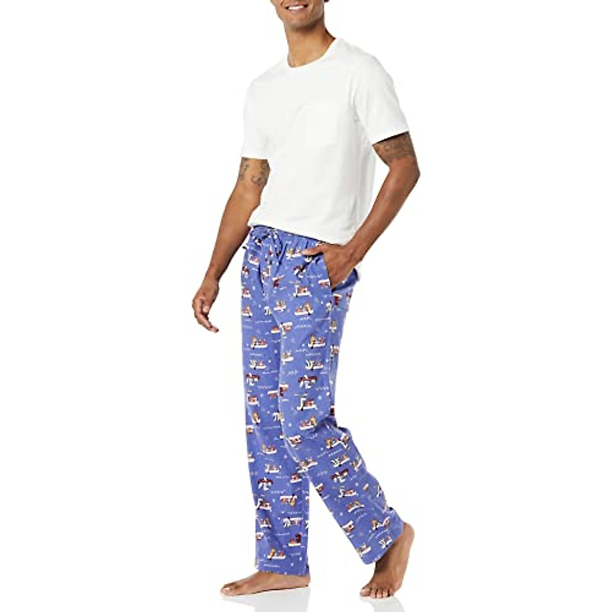 Amazon Essentials Men's Flannel Pajama Pant - Discontinued Colors, Deep Blue Boat Party, Large