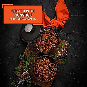 IMUSA Traditional Colombian Mini Nonstick Caldero (Dutch Oven) for Cooking and Serving, 0.7 Quart, Silver,Black