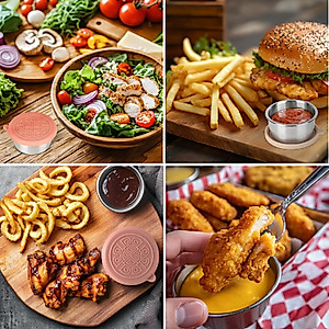 QWEIDHI 6x1.6 Oz Salad Dressing Containers With Lids, Stainless Steel Small Condiment Containers with Leakproof Silicone Lids, Reusable Sauce Containers for Lunch Boxes