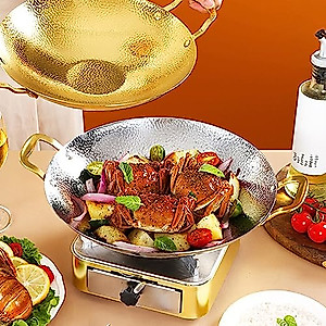 Stainless Steel Cookware Pan with Handle 9inch Non Stick Stir Fry Pans Stockpots Korean Ramen Pot for Gas Induction Or Electric Stove Golden Non Stick Frying Pan