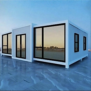 2 Bed 1 Bath Home 1 Kitchen 20FT Expandable Folding Mobile Tiny House Prefabricated with Large Windows, Tiny Homes to Live in for Adults Customizable for Office use，Large Container House
