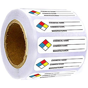 SDS Stickers/MSDS Stickers for Chemical Safty Data 1 X 3 Inches - Chemical Identifying and Labeling Sticker Decals - 250 HIMG Write-in Labels