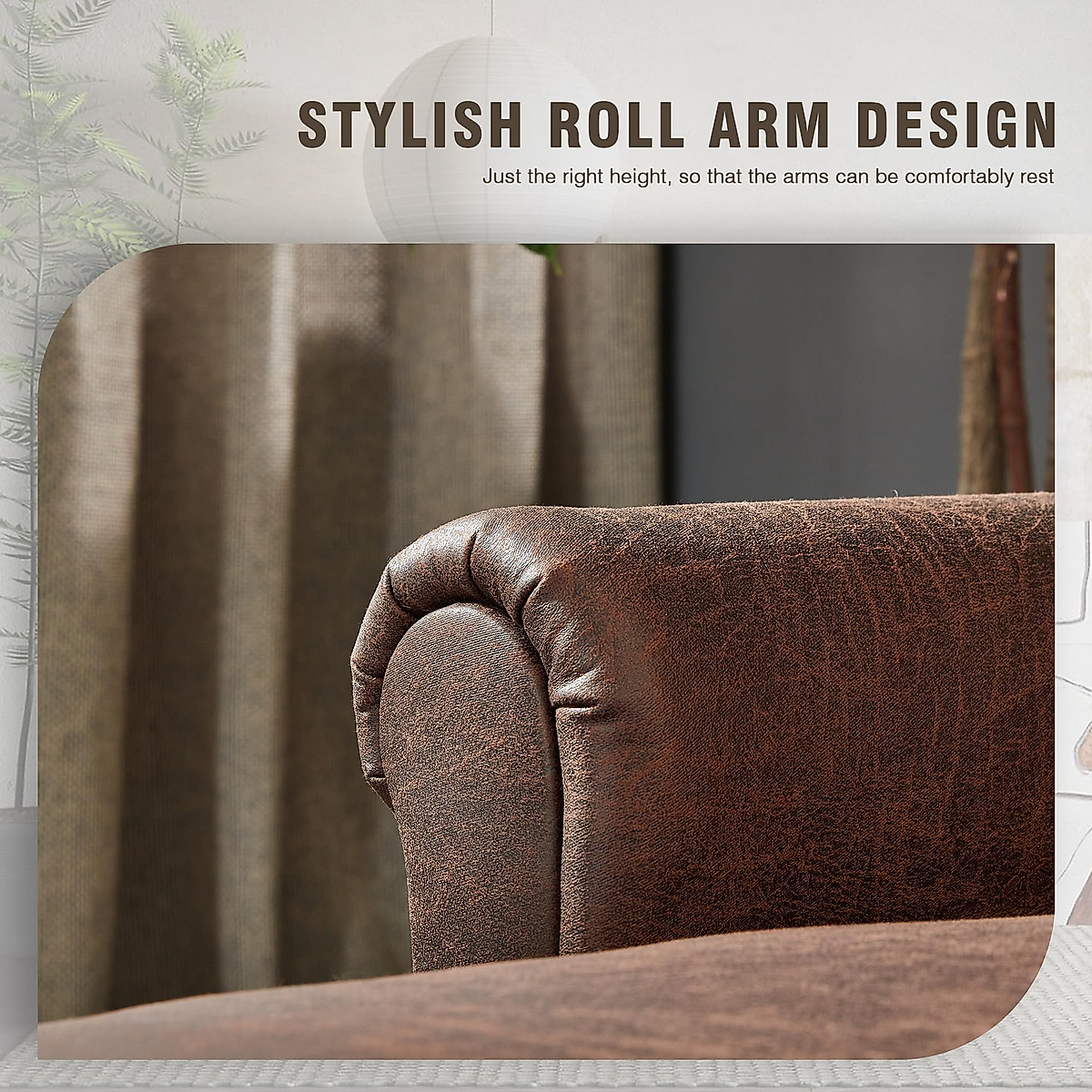 HOOOWOOO 81.51" L Shaped Couch Mid Century Modern Sectional Couch Brown Faux Leather Sofa with Left Chaise 3-Seater Rolled Arms Solid Wood Frame for Living Room Apartment,Chocolate Brown