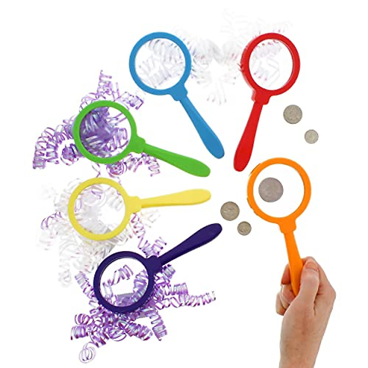 Get Out! Magnifying Glasses for Classroom - 6 Pack Shatterproof Hand Held Magnifying Glass for Students - Preschool Class Set of Lightweight Plastic Plant Leaf and Insect Magnifier Glass