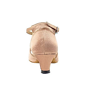 Very Fine Dancesport Shoes Ladies Latin, Salsa, Rhythm Ballroom Dance Shoes 1620 1.3 inch Low Heel & Shoe Bag (Random Color) (Brown Satin, Size 9)